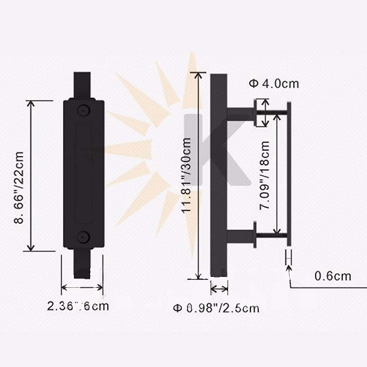 Sliding Barn Door Handle, Double Sided Rectangular Black Door Pull Handle, Door Handle Replacement, Both Interior and Exterior Doors