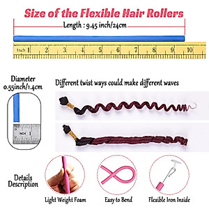 Royota 30PCS 9.45" Heatless Flexible Curling Rod, Skinny Heatless Soft Twist Foam Hair Rollers for Tight Curl Women Girl Home Use Long and Short Hair to Sleep in (0.31 x 9.45 Inch, Random Color)