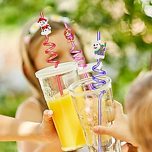 Paw Dog Party Supplies,JOUNYKOL 24Pcs Plastic Drinking Straws 8 Designs Great for Kids Boys Girls Gifts as Theme Party Decorations and Birthday Party Supplies with 2 Cleaning Brushes