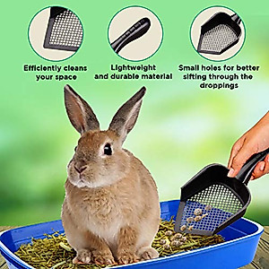 SunGrow Rabbits & Ferret Poop Scoop, Mealworm Sifter, Deep Plastic Shovel, Pointed Edge for Reaching Corners, for Cat Clumping Litter
