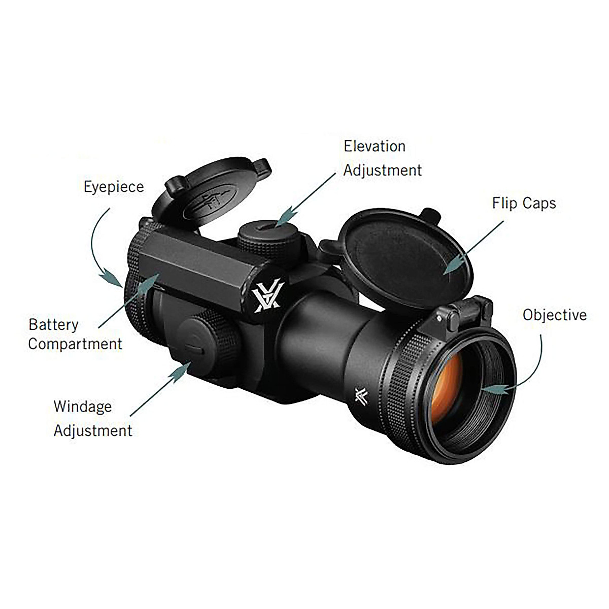 Vortex Optics Strikefire II Red Dot Sight - 4 MOA Red/Green Dot with Vortex Hat