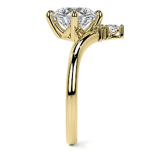 10K Solid Yellow Gold Handmade Engagement Ring 2.50 CT Round Cut Moissanite Diamond Solitaire Wedding/Bridal Ring Set for Women/Her, Fancy Ring Gifts for Her