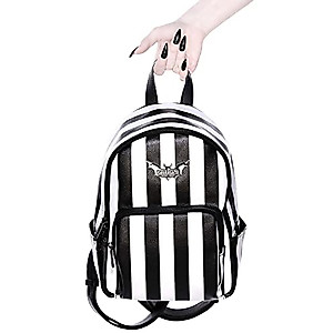 Killstar Rails Black White Stripe Goth Punk Beetlejuice Mini Backpack