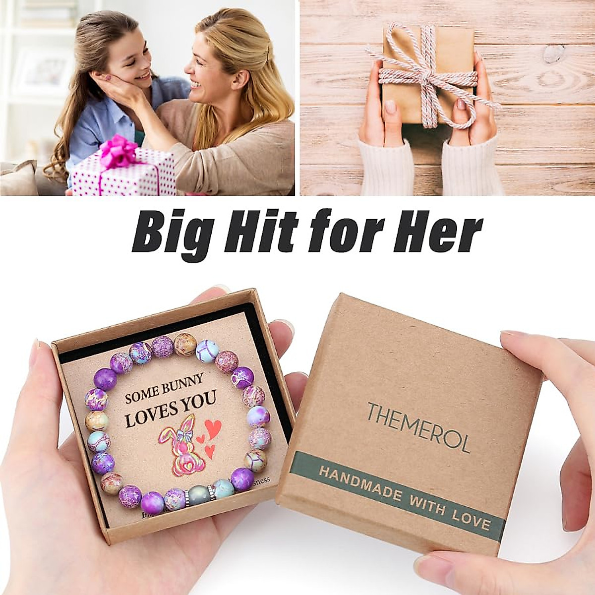 THEMEROL Easter Gifts for Kids Basket Stuffers for Toddler Teens Girls Teenage Tween Unique Gift Egg Fillers Cards Adults Women Outfit 8 12 7 11 Year Old Moonstone Bracelet Essentials