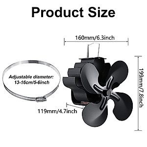 PANDA100 Heat Powered Stove Fan-2019 Upgrade Designed Silent Operation 4 Blades with Stove Thermometer for Wood/Log Burner/Fireplace-Eco Friendly and Efficient Heat Distribution (4 Blades)