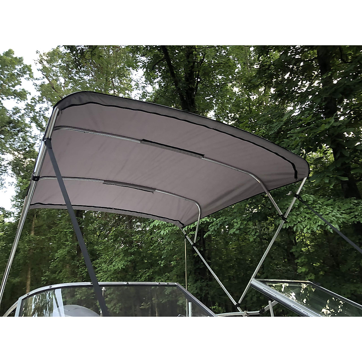 Cypress Rowe Outfitters Complete Bimini Top Kit, Frame, Canvas, Hardware, 10'L x 8'W Grey, 4 Bow, fits from 91"-96" Wide