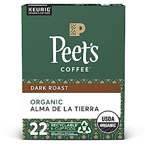 Peet’s Coffee Organic Alma De La Tierra K-Cup Coffee Pods for Keurig Brewers, Dark Roast, 22 Pods
