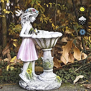 tefrey Fairy Garden Statue, Solar Garden Angel Figurine Outdoor Decorations Fairy Girl Resin Sculptures for Patio Yard Porch Lawn Ornament Housewarming