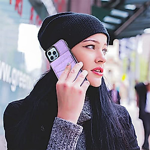 LakiBeibi Phone Case for iPhone 14 Pro Max Dual Layer Premium Leather Case for iPhone 14 Pro Max Wallet Case with Card Holders Flip Case Protective Case for iPhone 14 Pro Max 6.7 Inches,Purple