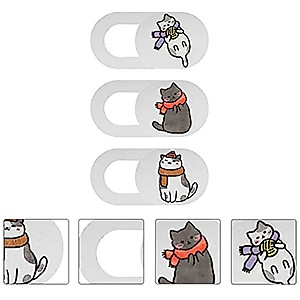 SOLUSTRE Laptop Stickers 3pcs Webcam Cover Slide Camera Cover Cat Pattern Privacy Cover for Laptop Tablet Smartphone Notebook Webcam Computer Camera Phone Cover Style 1 Laptop Camera Cover Slide