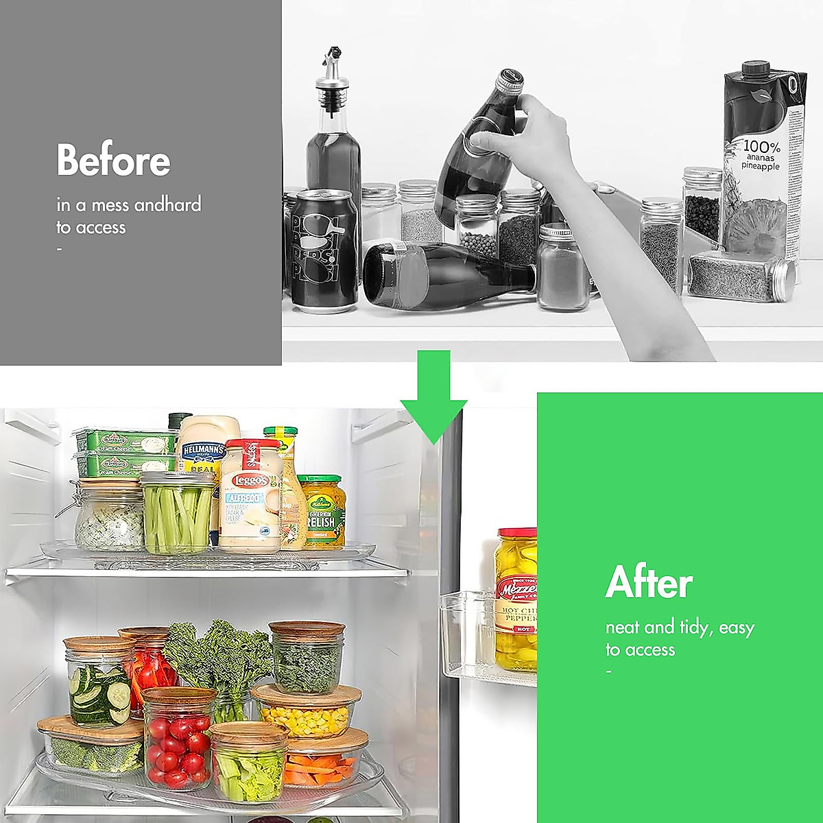 Lazy Susan Turntable Organizer for Refrigerator - 15.7'' Clear Square Fridge Organizer Storage 360°Rotate Lazy Susan Spice Storage for Kitchen, Table, Pantry, Cabinet, Countertop