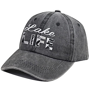 Lake Life Hat for Women Men, Funny Lake Accessories Gifts, Adjustable Embroidered Lake Hair Don’t Care Baseball Cap, Lake Decor Summer Vacation Stuff