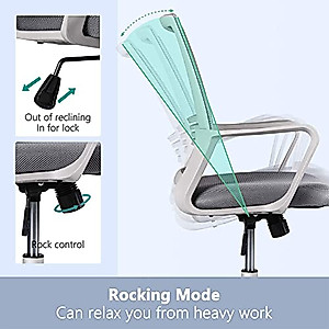 Smugdesk Ergonomic Mid Back Breathable Mesh Swivel Desk Chair with Adjustable Height and Lumbar Support Armrest for Home, Office, and Study, Gray