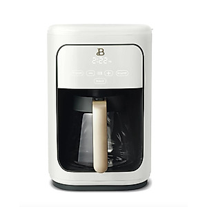 Touchscreen Coffee Maker, 14-Cup Programmable Coffee Maker with Touch-Activated Display, Kitchenware by Drew Barrymore (White Icing)