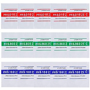 BOJACK 15 Pack of pH Meter Buffer Solution Powder for Precise and Easy PH Calibration, PH Calibration Powder Solution 4.01pH,6.86pH and 9.18pH