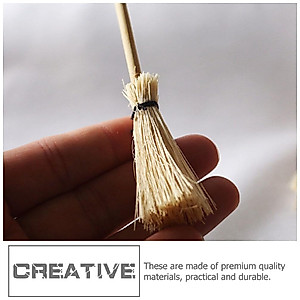 10Pcs Mini Broom Straw Craft Decoration Miniature Witch Broom Decoration Dollhouse Mini Room Scenery Accessory