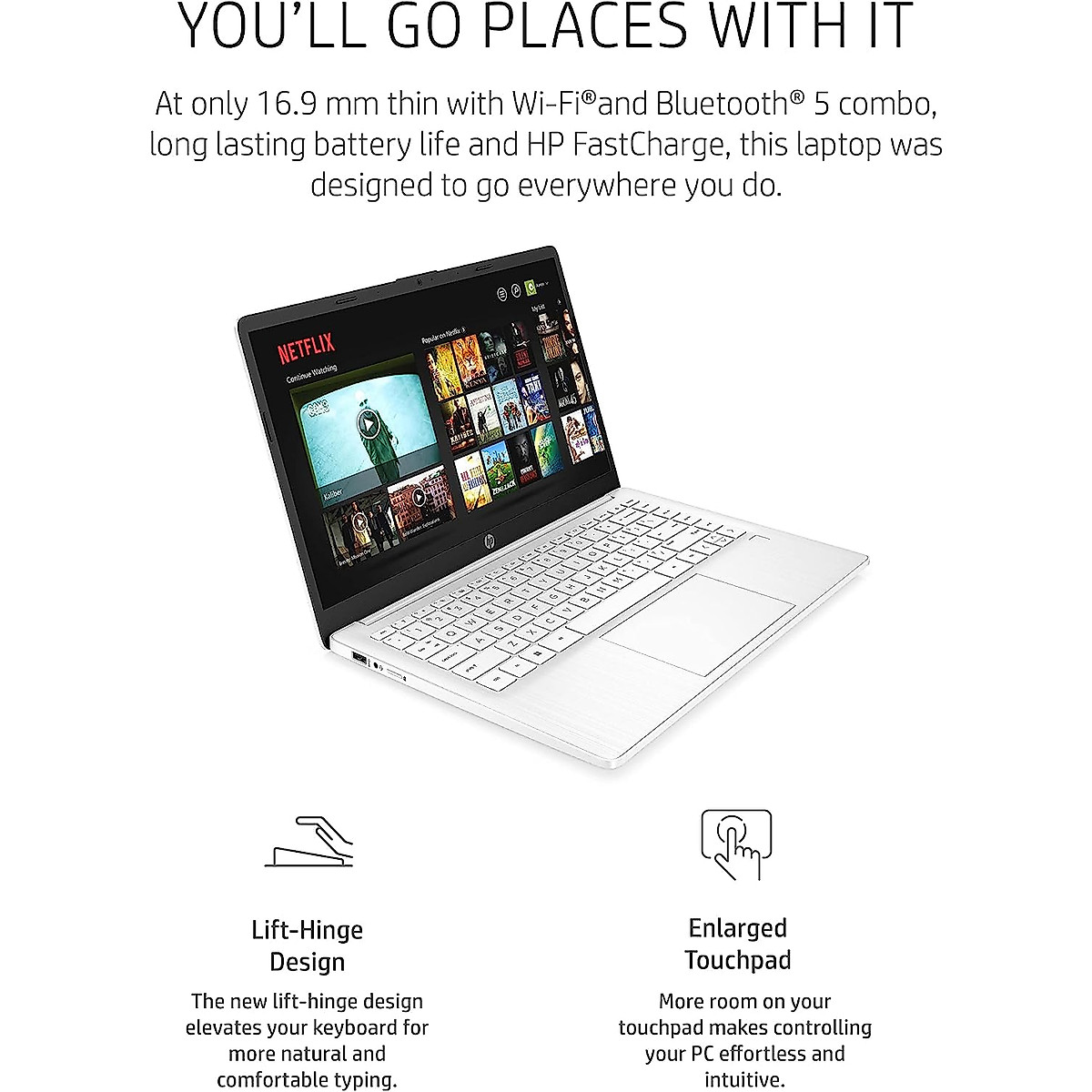 HP Touch 14 Slim Laptop in Silver Qualcomm 8-Core up to 2.55 GHz 8GB RAM 128GB SSD 14in Full HD LCD Webcam WiFi Fingerprint Reader Windows 11 iSlik Pen (14-ED00-Renewed)