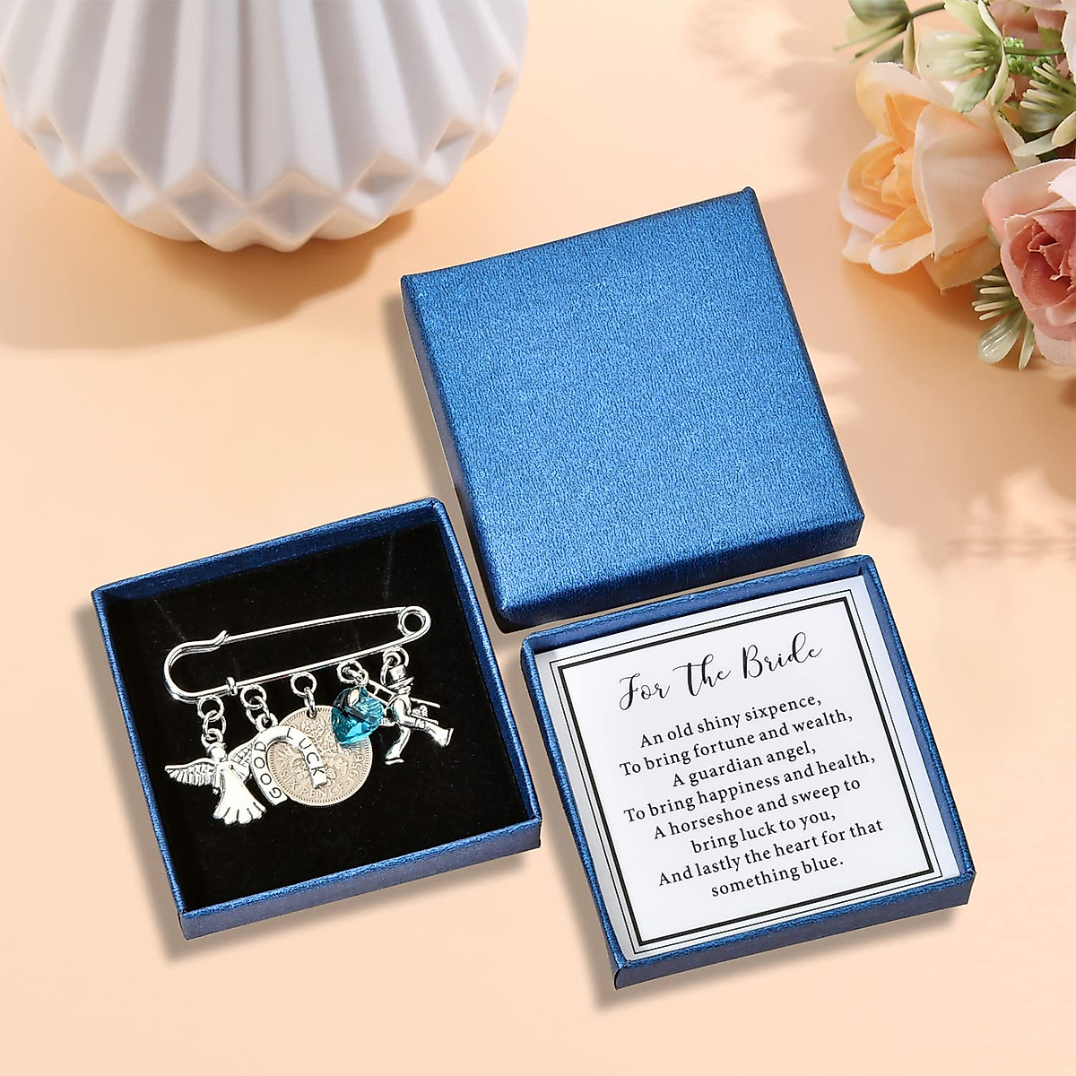 Bride Gifts for Her Bride Pin Something Blue for Bride Gift Lucky Sixpence Bridal Kilt Pin on Wedding Bachelorette Bridal Shower Gifts for Bride from Maid of Honor Sister Mom to Daughter Bride Gift