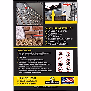 PESTPLUG - 100% Stainless Steel Wool, Large DIY KIT, Rodent Barrier/Fill Fabric - Use to Block Mice, Rodents and Flying Insects. Does NOT Rust! Plug or Fill Holes, Cracks and Gaps Home, Farm, RV's