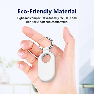 Silicone Case Compatible with Samsung Galaxy SmartTag 2, Anti-Scratch Silicone Protective Skin Cover for SmartTag 2 (2023) with Keychain (White)