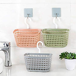TOPBATHY Plastic Hanging Shower Caddy Kitchen Bathroom Storage Basket with Rotatable Hook