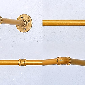 OLDRAINBOW Industrial Pipe Clothing Rack Wall Mounted,Vintage Retail Garment Rack Display Rack Cloths Rack,Metal Commercial Clothes Racks for Hanging Clothes,Iron Clothing Rod Laundry Room(59in,Gold)