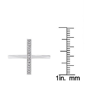 Sterling Silver CZ Vertical Bar Ring (Size 6)