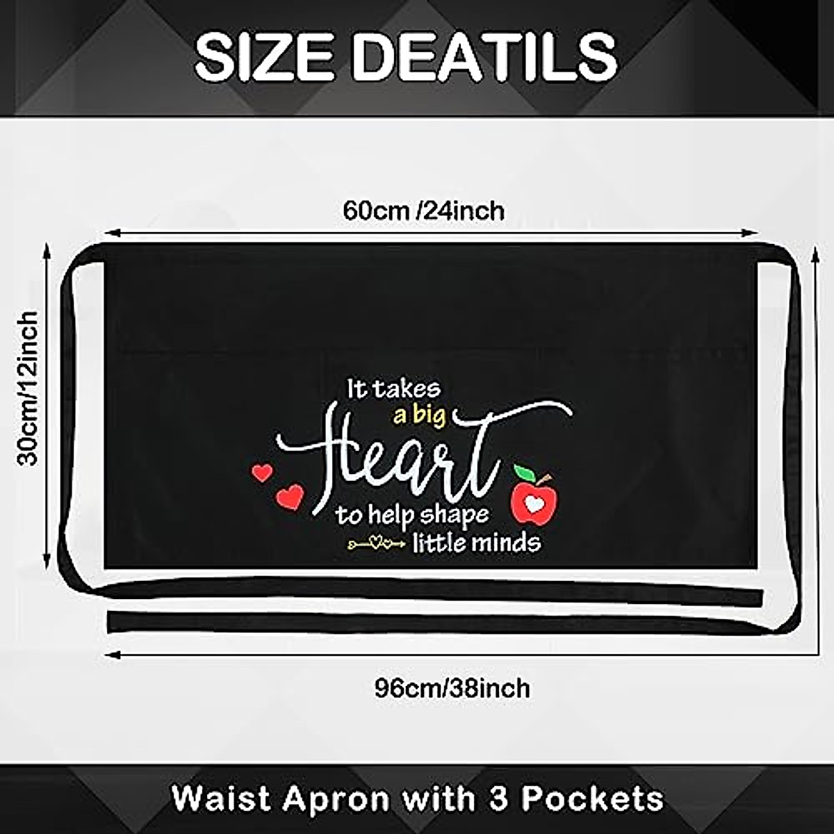 Berlune 6 Pieces Half Apron for Teachers with 3 Pockets Teacher Apron 3 Pocket Waist Apron Teacher Appreciation Gift Ideas