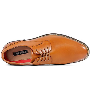 Mofri Men's Oxford Dress Shoes Wingtip Lace Up Dress Shoes(Brown Pu,10)