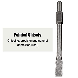 Jack Hammer Drill Bit Set 12 inch Demolition Hammer Drill Flat Tip and Bull Point Chisels for Demolition and Concrete Breaker