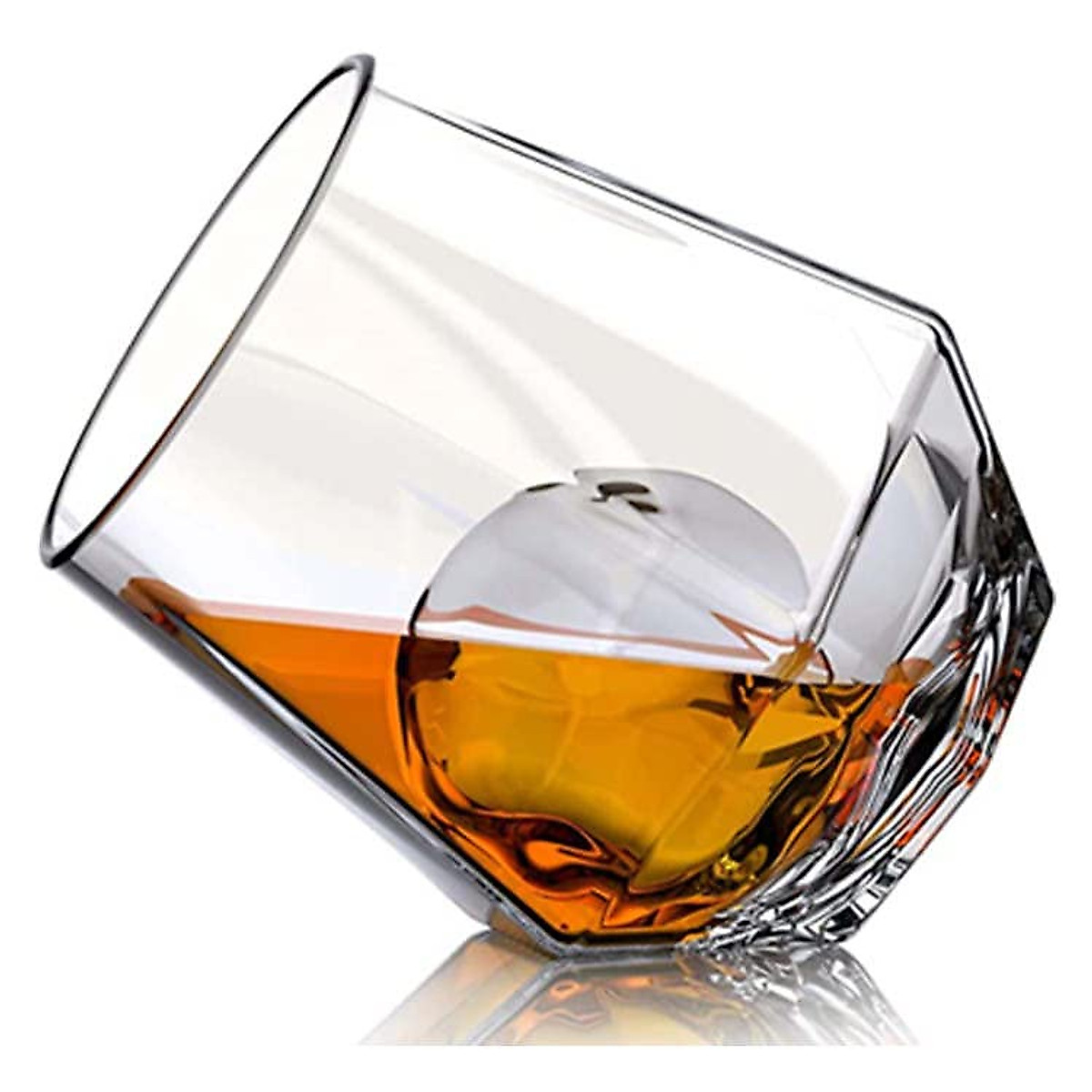 AJLS Whiskey Glasses: Whiskey glasses for men, Wine, Scotch Diamond Stemless Glasses Set of 2: 10oz; Tilt Prevents Fall, Luxury Barware