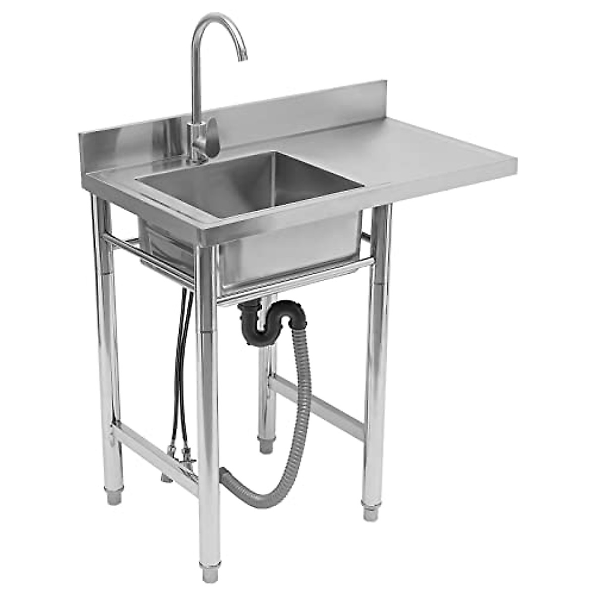 1 Compartment Stainless Steel Kitchen Sink，Free Standing Single Bowl Commercial Sink，for Outdoor Indoor, Kitchen,Garage, Restaurant,Laundry/Utility Room(35.4" W x 21.2" D x 39.3" H)