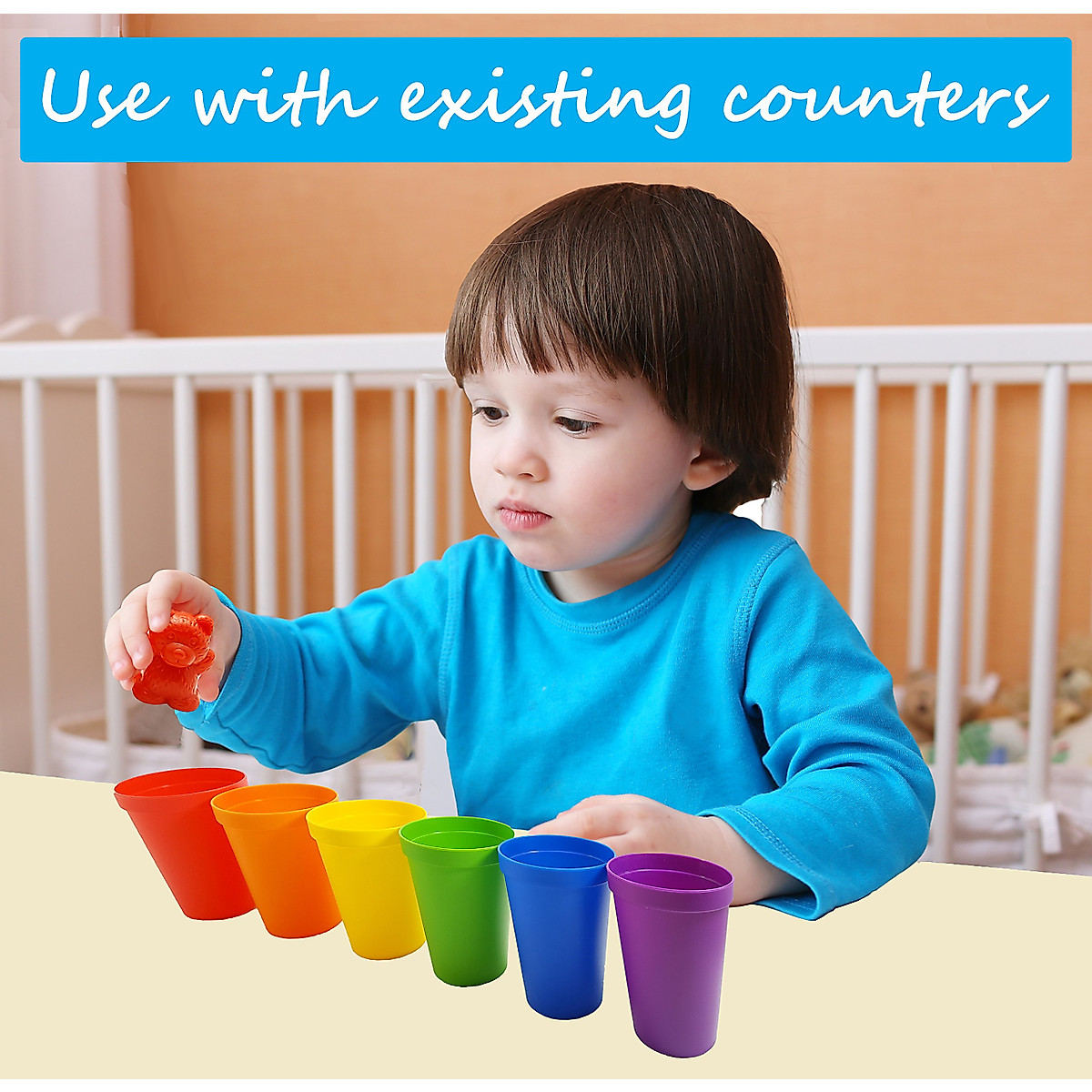 Skoolzy Peg Board Set - Rainbow Stacking Cups - Scissor Tongs for Toddlers