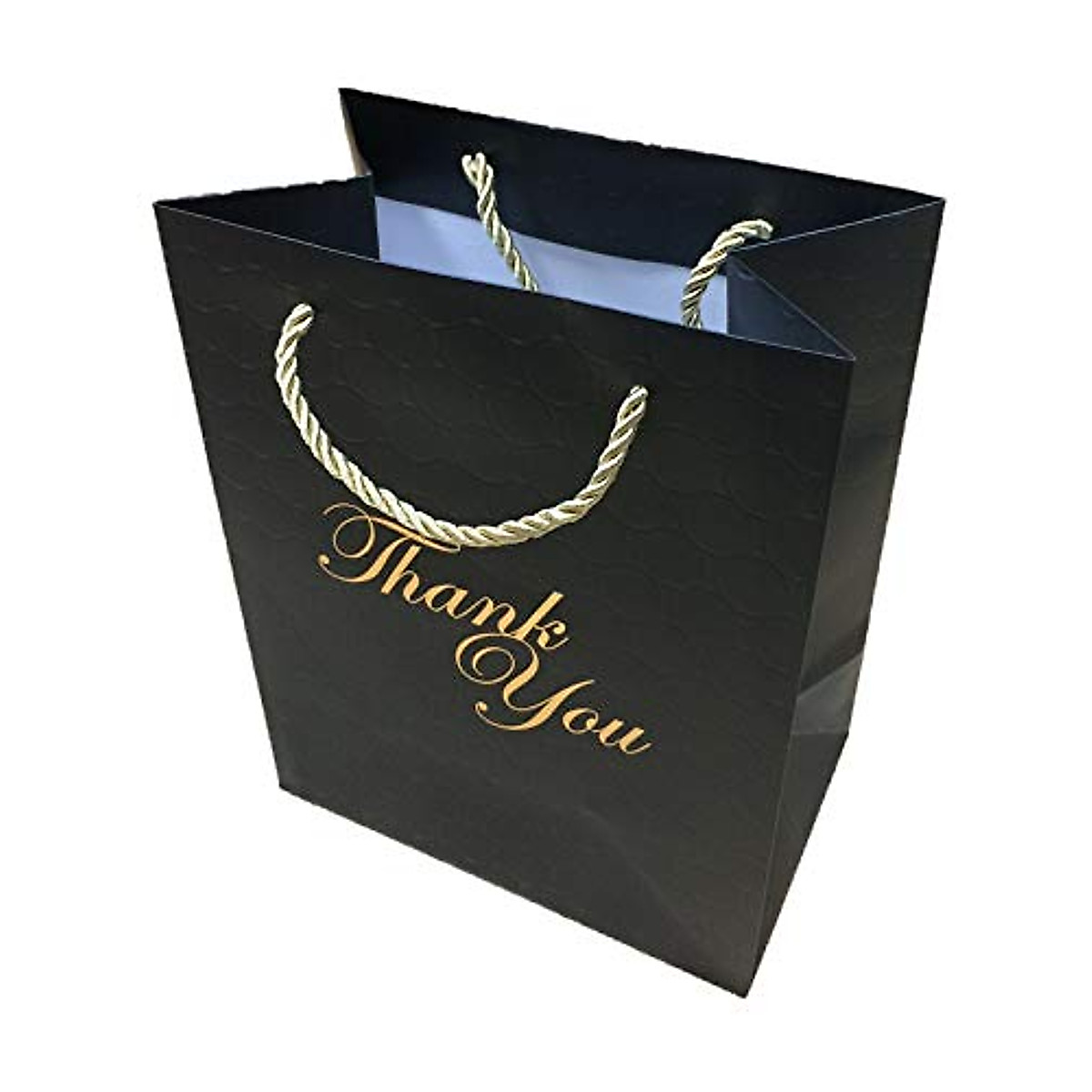 MODEENI 12 Black Thank You Bags with Handles 8x10 Gold Foil Medium Thank U Paper Gift Bags Luxury Event Shopping 8x5x10 Premium Quality Cute Matte Modern Embossed Birthday Merchandise Clothing Business Store Wedding Guests