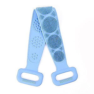 INGVY Dry Brushing Body Brush New Magic Silicone Brushes Bath Towels Body Brush Bath Belt Exfoliating Back Brush Belt Wash Skin Household Clean Shower Brushes (Size : Blue)