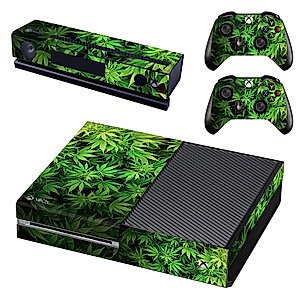 UUShop Protective Vinyl Skin Decal Cover for Xbox One Green Leaf Weeds