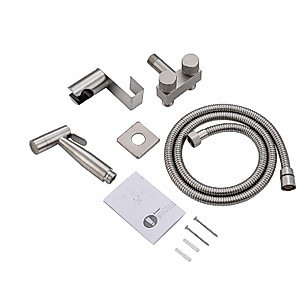 Handheld Bidet Sprayer for Toilet, Rzoeox 1-In-2-Out Dual Switch Valve with Water Pressure Control Sprayer for Feminine Wash Pet Shower Muslim Shower Cloth Diaper Sprayer Set Toilet Sprayer