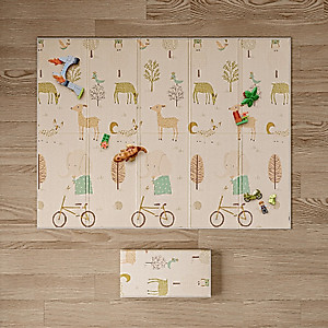 Baby Folding mat Play mat Extra Large Foam playmat Crawl mat Reversible Waterproof Portable Double Sides Kids Baby Toddler Outdoor or Indoor Use Non Toxic, Colorful（57x76x0.4in）