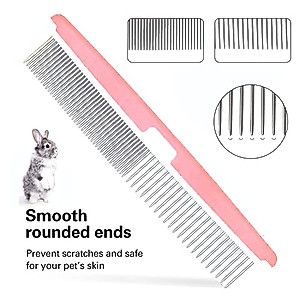 Crafterlife Small Animal Pet Grooming Kit with Pet Shedding Slicker Brush, Bath Massage Glove, Pet Grooming Comb, Nail Clipper Trimmer for Rabbit, Puppy, Kitten, Guinea Pig, Hamster, Ferret (Pink)