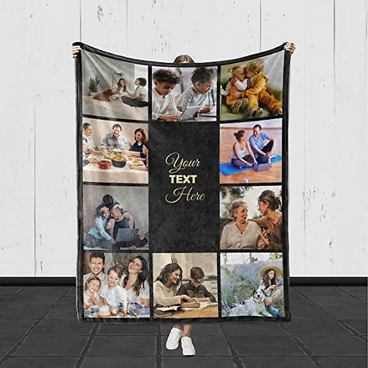 Taka Deal Customized Photo Blanket - Collage Blanket with Text. Make Your Own Fleece Throw Blanket. Gift for Valentine, Anniversary & Birthday. (Photo Blanket 28, 50"X60")