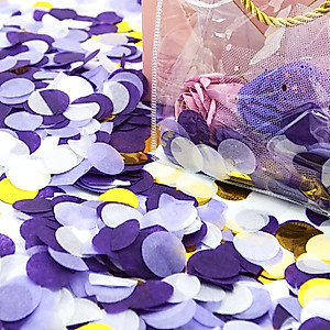 5000 Pieces Tissue Paper Confetti 1 Inch Purple White Gold Table Confetti for Birthday Party Decoration