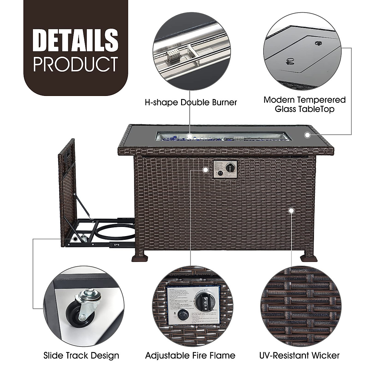 Propane Fire Pit Table for Indoor Outdoor