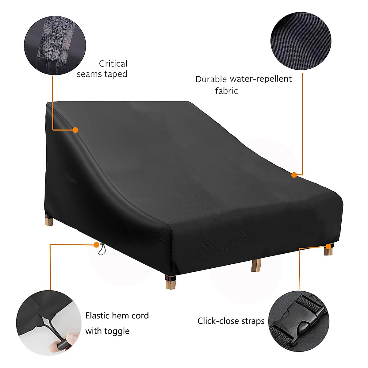 YHINGG Patio Chaise Lounge Cover Double Wide 82 Inch Lounge Chair Covers Waterproof Patio Furniture Covers (80" L x 57" W x 32" H)