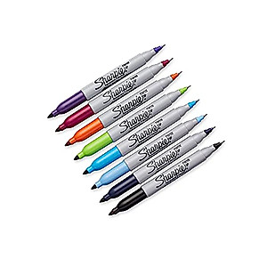 SHARPIE 33861Pp Twin-Tip Permanent Marker, Fine/Ultra-Fine Bullet Tips, Assorted, 8/Set