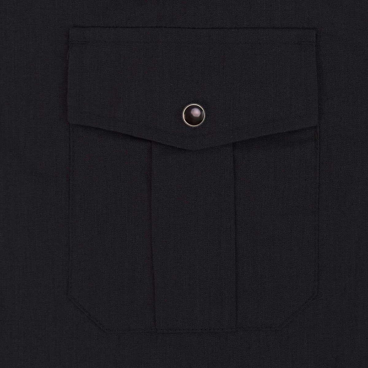 Dress Shirt for Men Western Cowboy Long Sleeve Casual Two Pockets Work Solid Pearl Snap Buttons Up Wrinkle Free Shirts (Black/L)