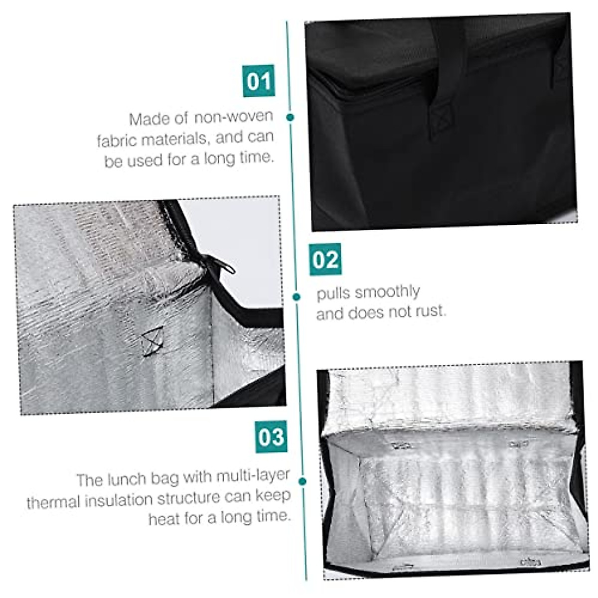 UPKOCH Camping Insulated Bag 4pcs Insulation Cold Food Insulated Portable Insulation Thermal Insulation Non-woven Fabric Drinks Black Aluminum Delivery Storage