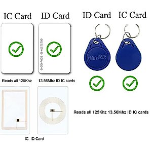 RFID Reader,Ajfwm New Metal Case ID IC Card Reader RFID Reader Long Range 125KHz/13.56Mhz Dual Frequency Reads TK4001 EM4100 NFC Card MFS50S70 and Other 14443A Protocol Tags