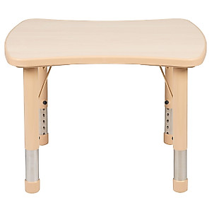 EMMA + OLIVER 21.875" W x 26.625" L Natural Plastic Adjustable Activity Table-School Table for 4