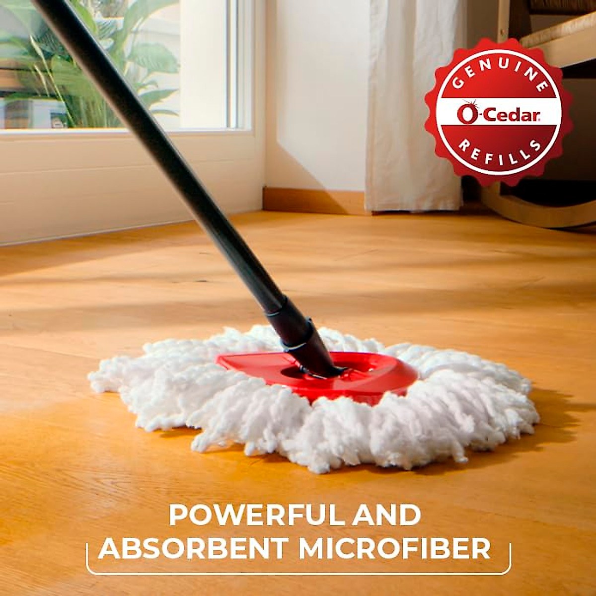 O-Cedar EasyWring Microfiber Spin Mop, Bucket Floor Cleaning System, Red, Gray