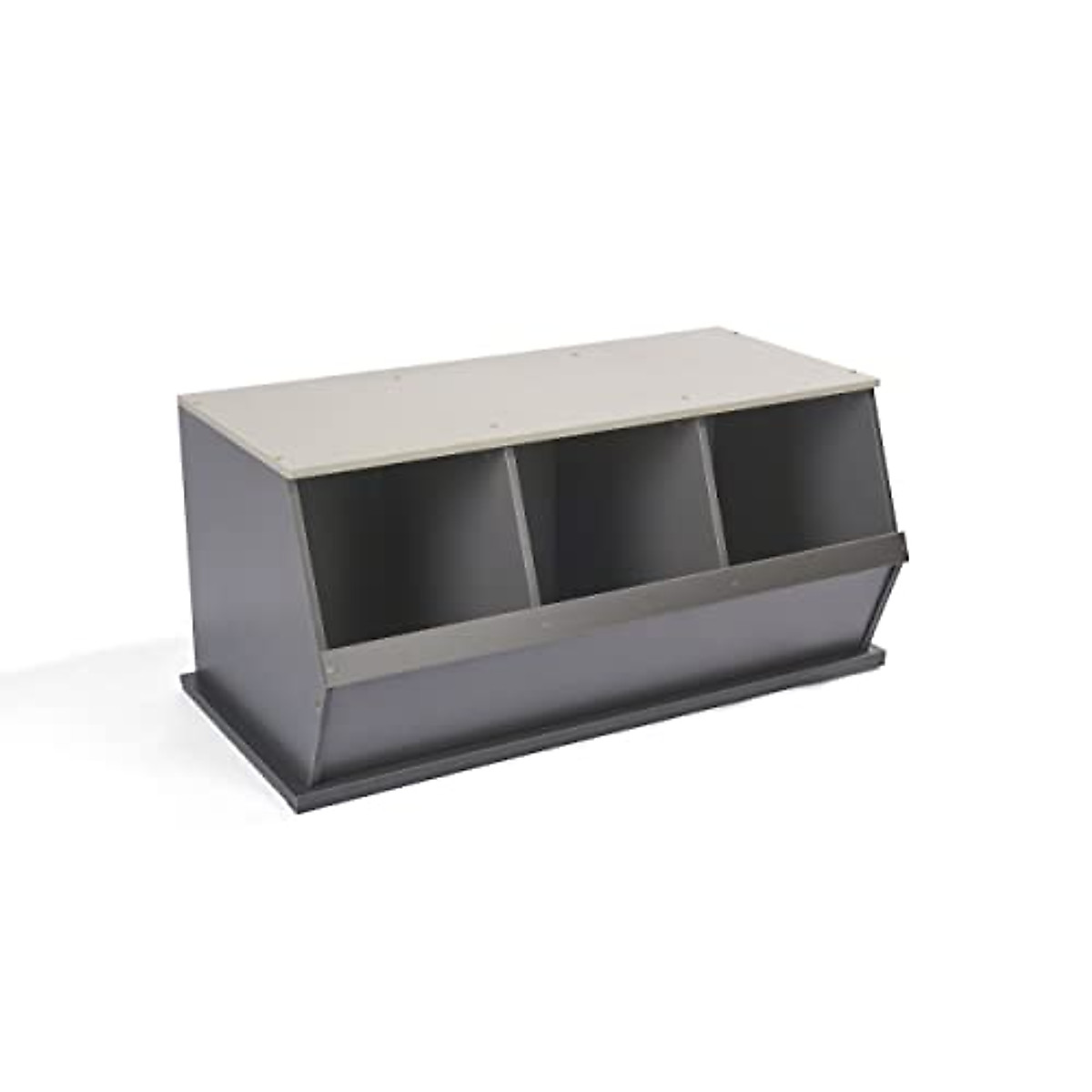 Badger Basket Stackable 3 Bin Open Storage Toy Organizing Cubby - Gray